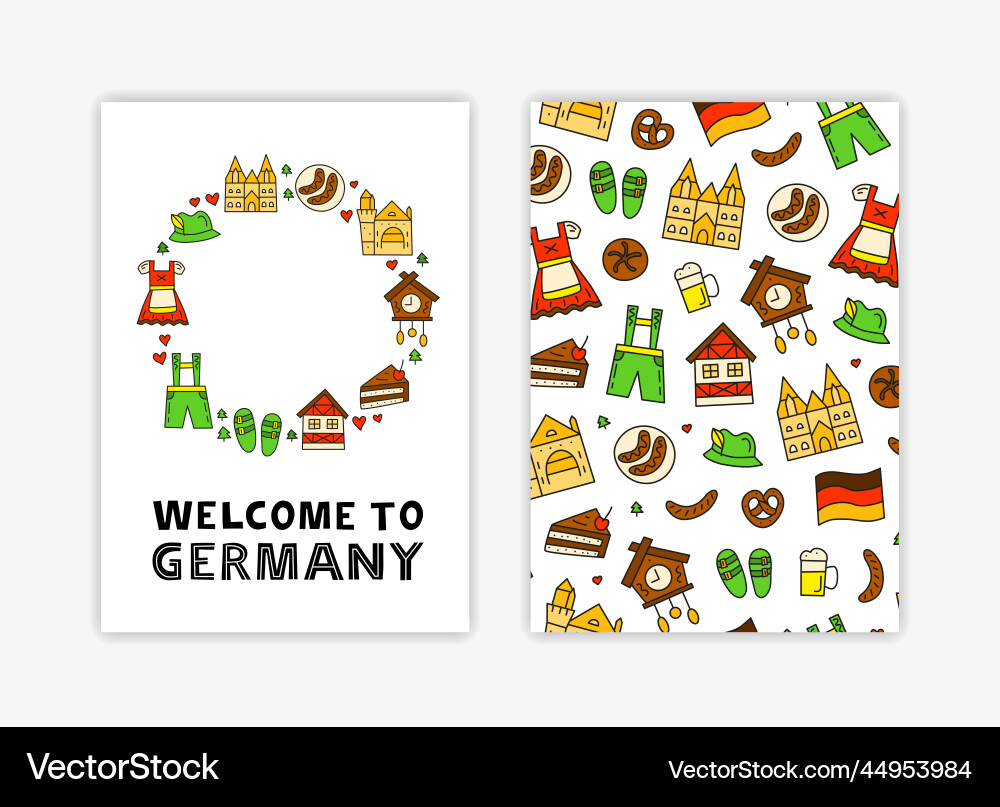 Cards with german landmarks and attractions Vector Image