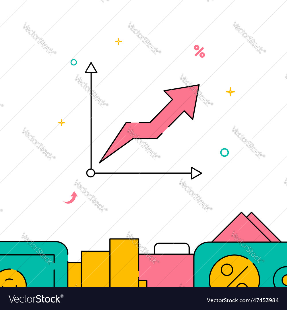 Graph up chart arrow filled line icon simple Vector Image