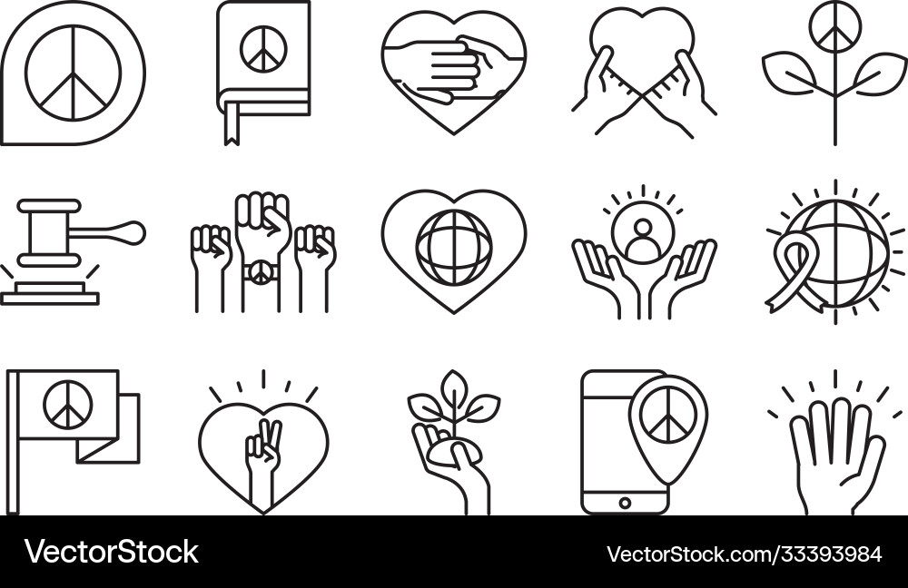 Human rights day line icons set design included Vector Image
