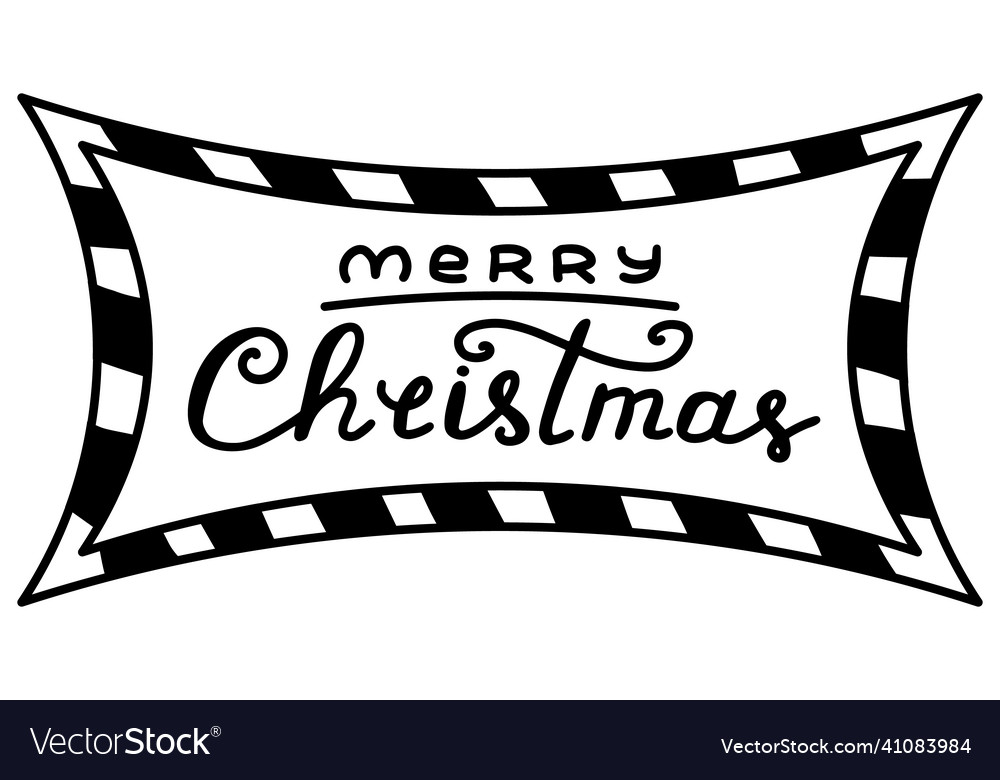 Merry Christmas Hand Drawn Lettering Royalty Free Vector