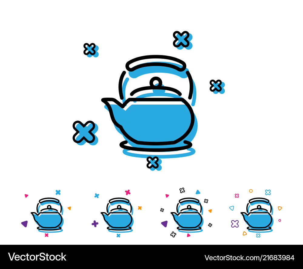 Teapot line icon hot drink sign Royalty Free Vector Image