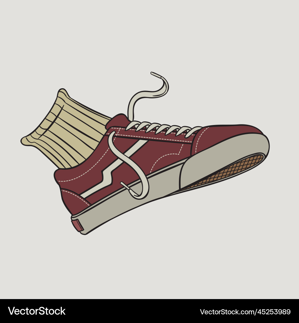 Red shoes for playing skateboard Royalty Free Vector Image