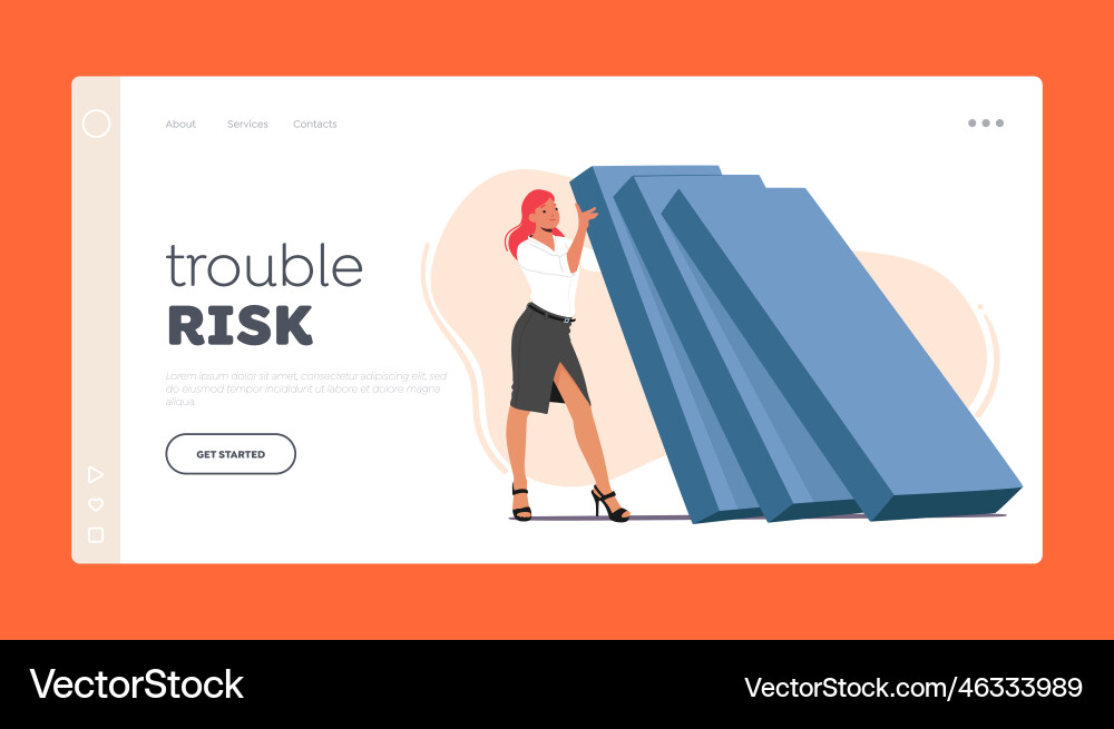 Trouble risk landing page template business Vector Image