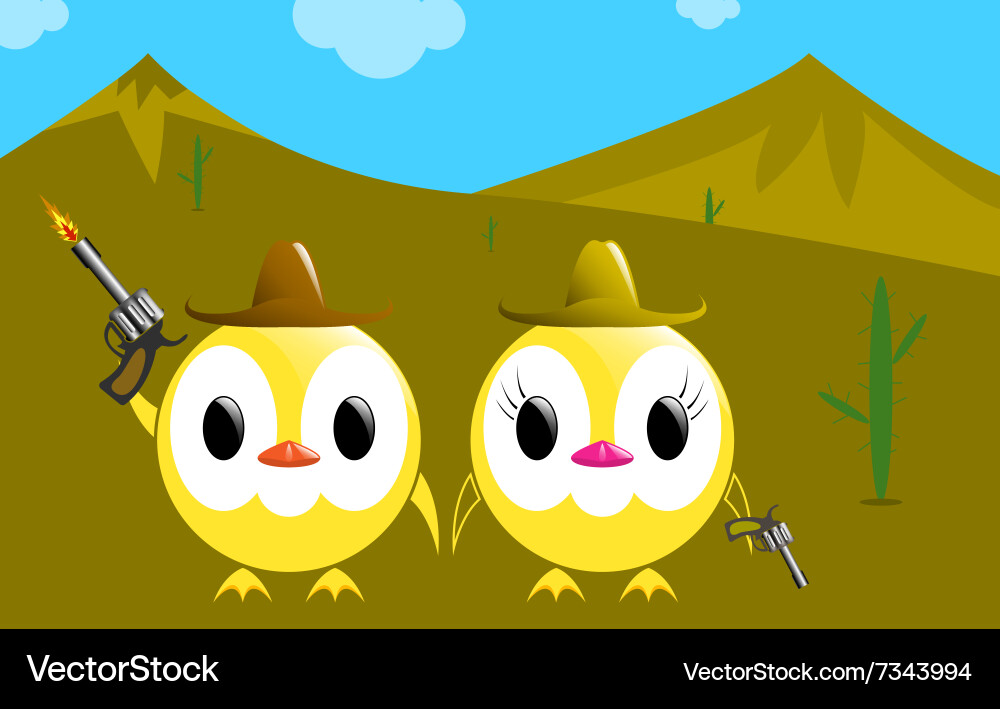 Cowboys chickens Royalty Free Vector Image - VectorStock