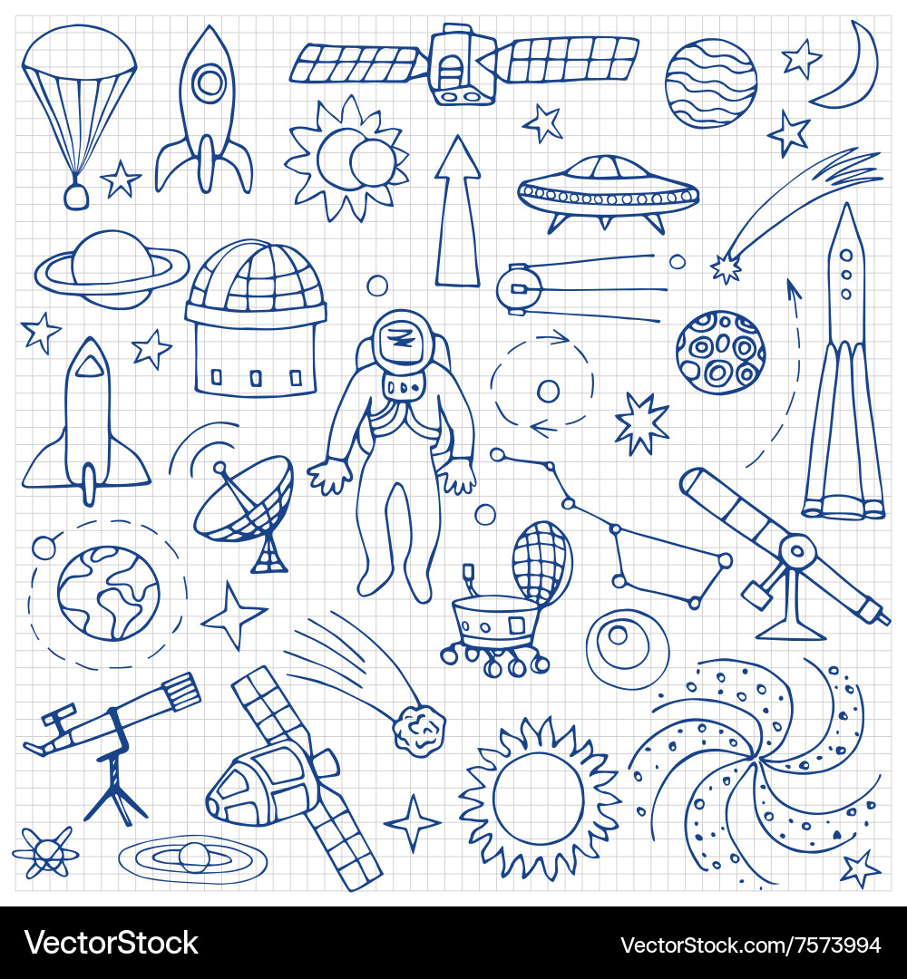 Doodle space elements Royalty Free Vector Image