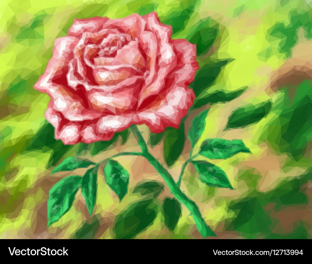 Flower rose low poly Royalty Free Vector Image