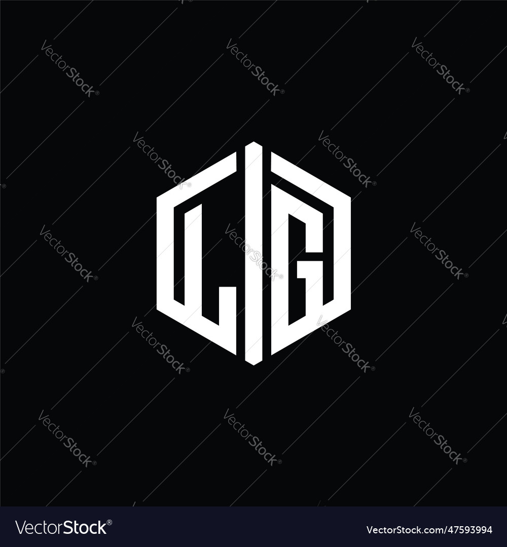 Lg letter logo monogram hexagon shape Royalty Free Vector