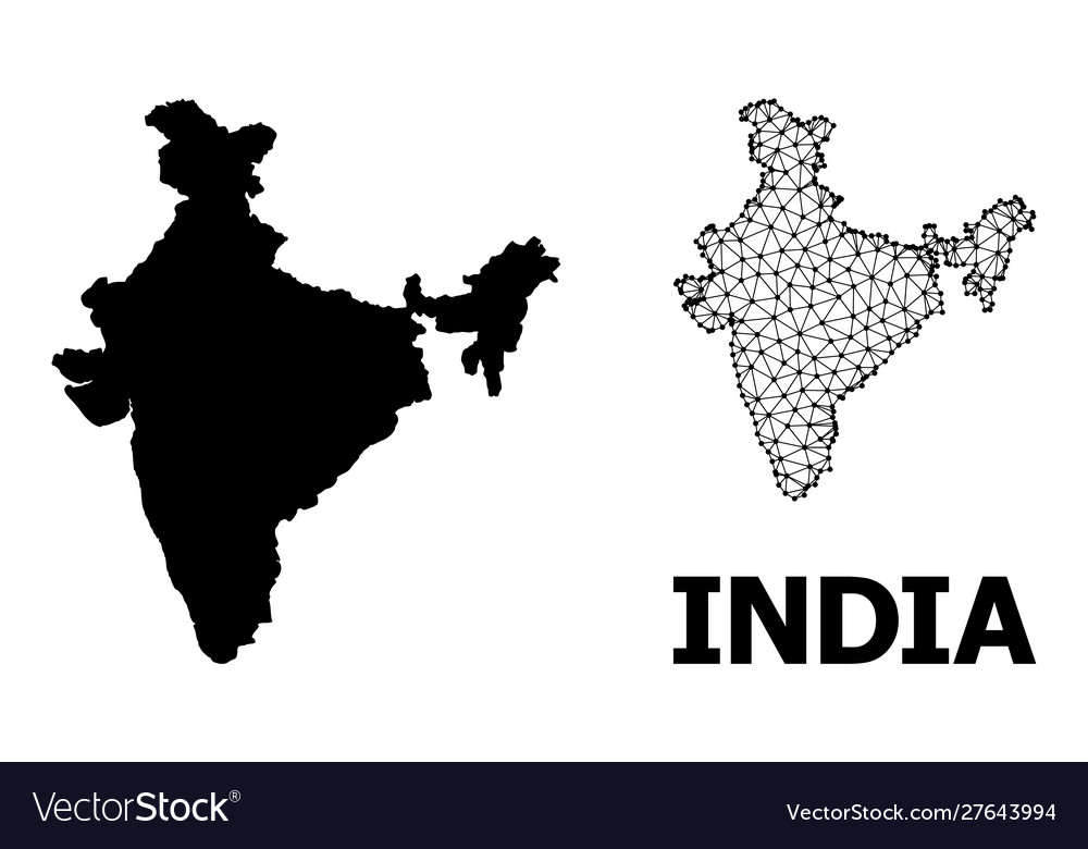 Solid and network map india Royalty Free Vector Image