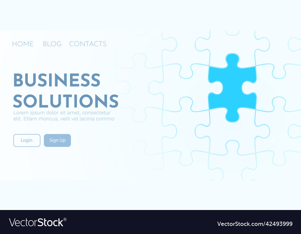 Jigsaw puzzle landing page template solution Vector Image Jigsaw puzzle landing page template solution Vector Image