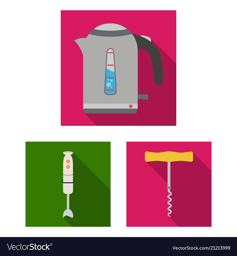 Kitchen equipment flat icons in set collection Vector Image