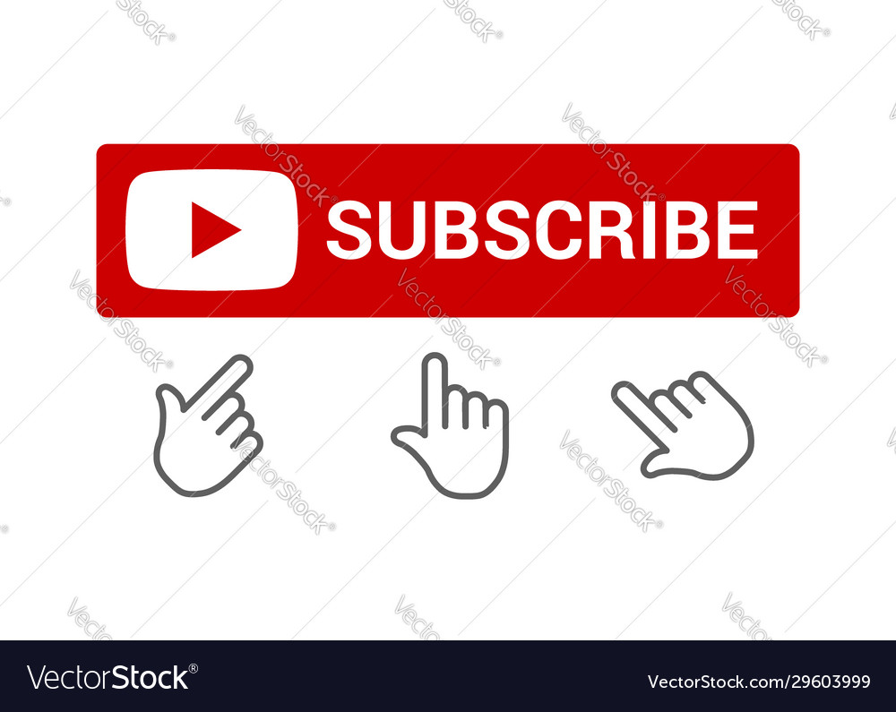Red subscribe button with push button hand icon Vector Image