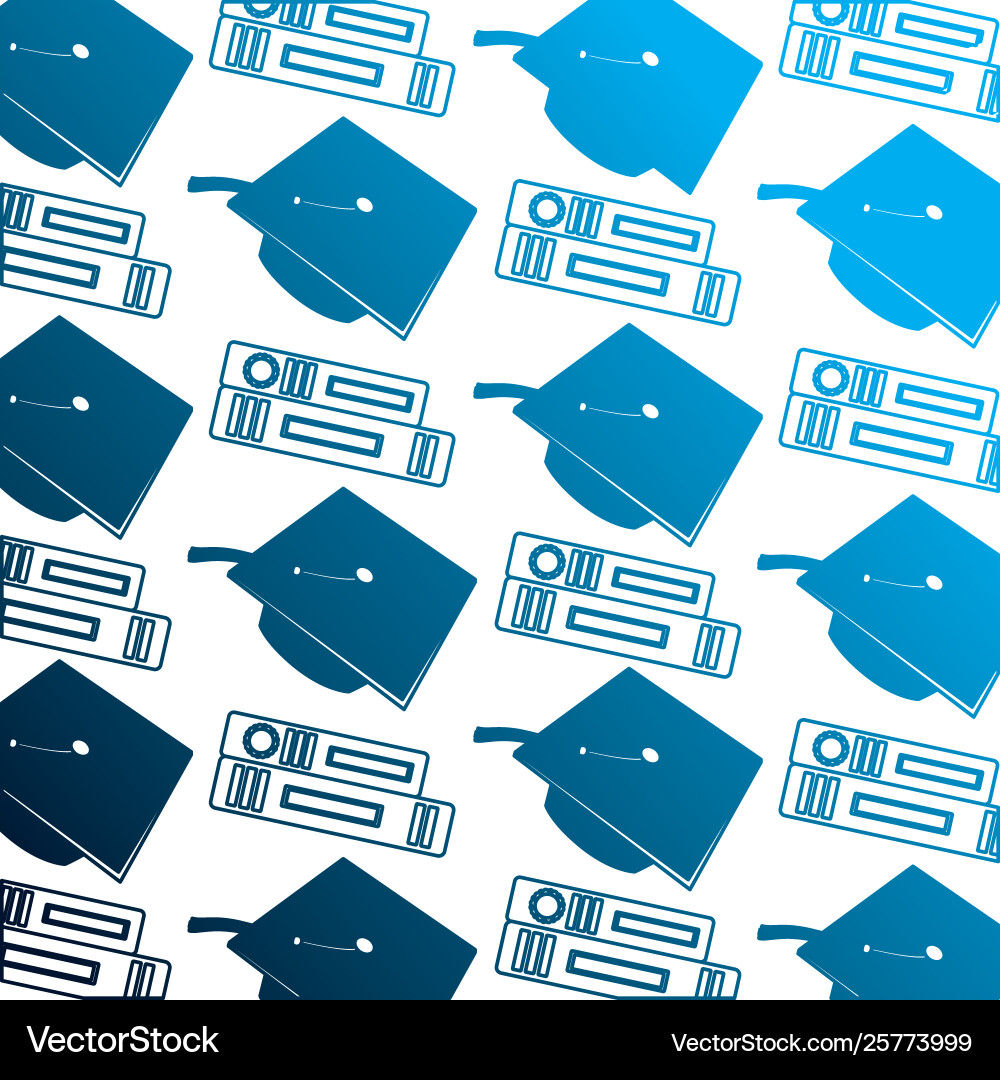School graduation hat and books background Vector Image