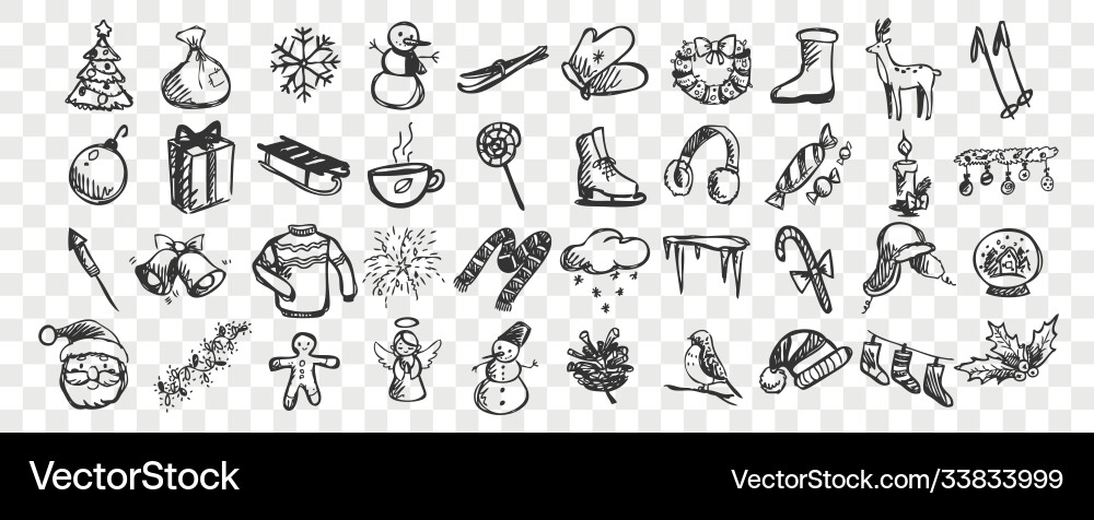Winter doodle set Royalty Free Vector Image - VectorStock