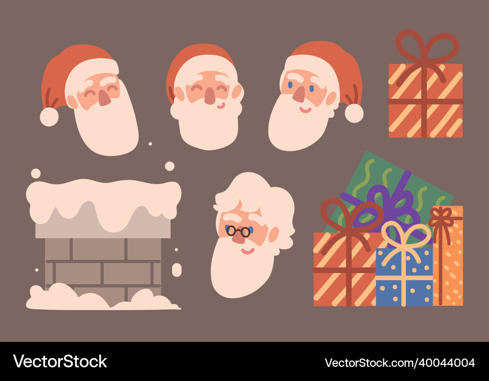 Santa gifts and chimney Royalty Free Vector Image