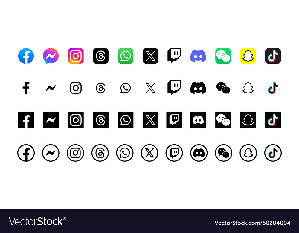 Social media icons buttons logos Royalty Free Vector Image Social media icons buttons logos Royalty Free Vector Image