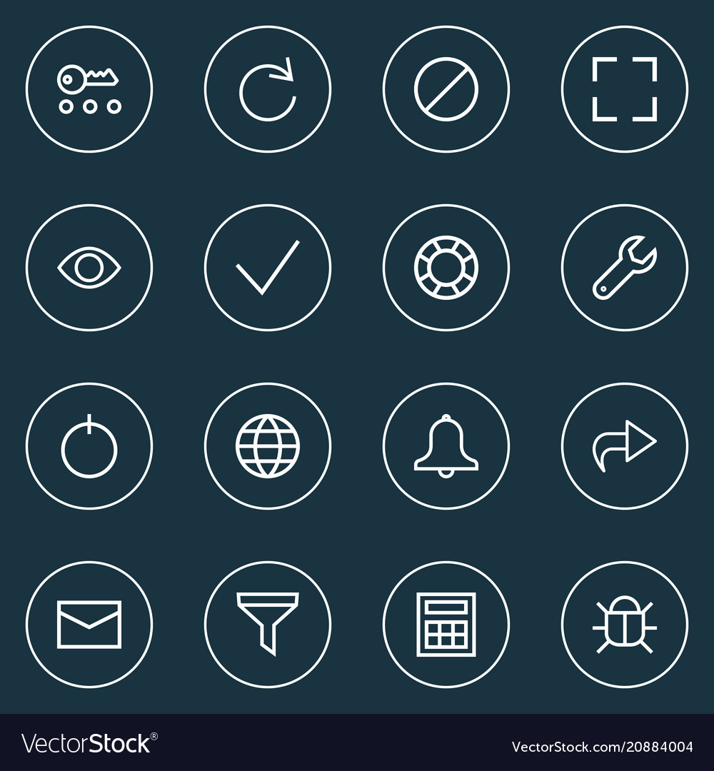 User icons line style set with strainer refresh Vector Image
