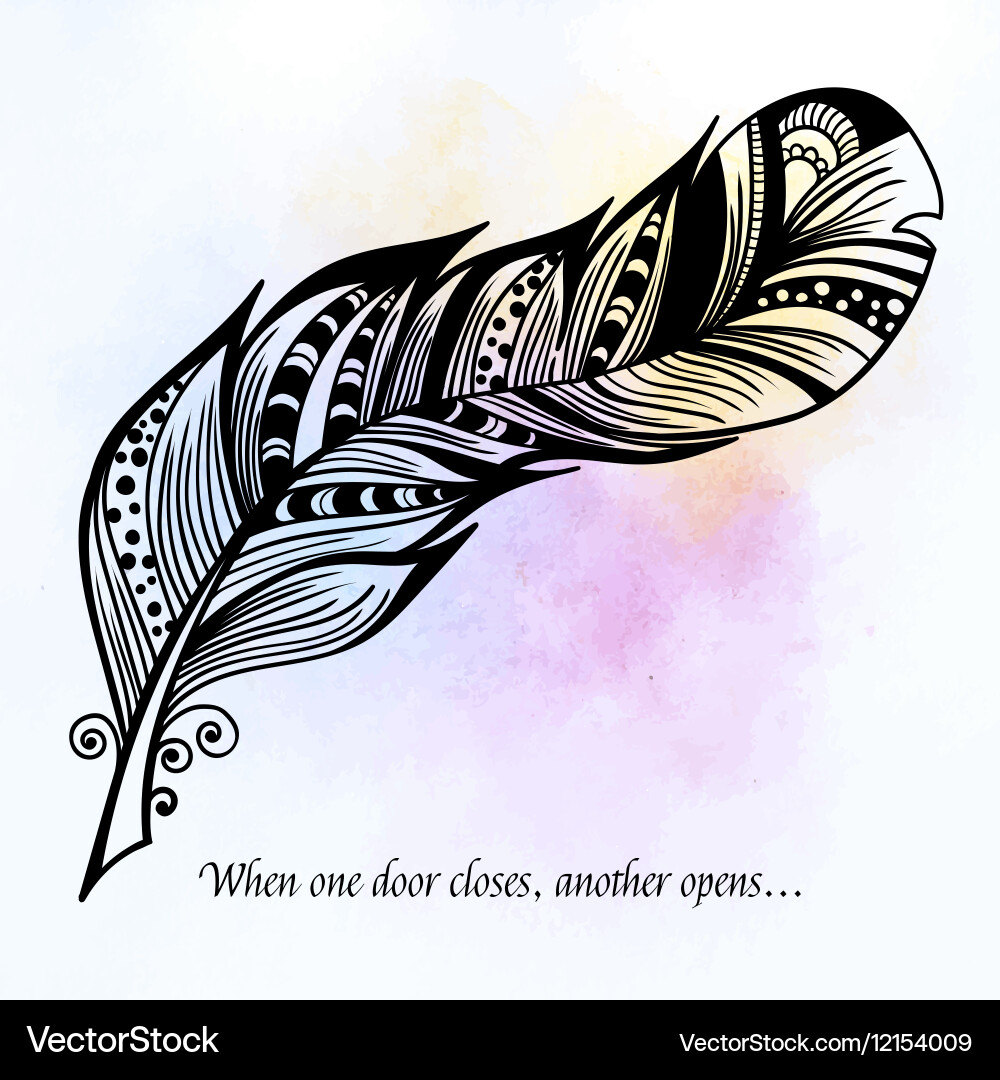 Beautiful hand drawn sketch feathers for your Vector Image