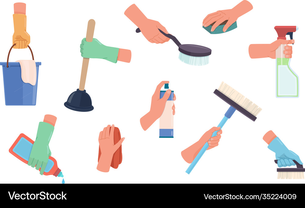 Cleaning product in hands detergent housekeeping Vector Image