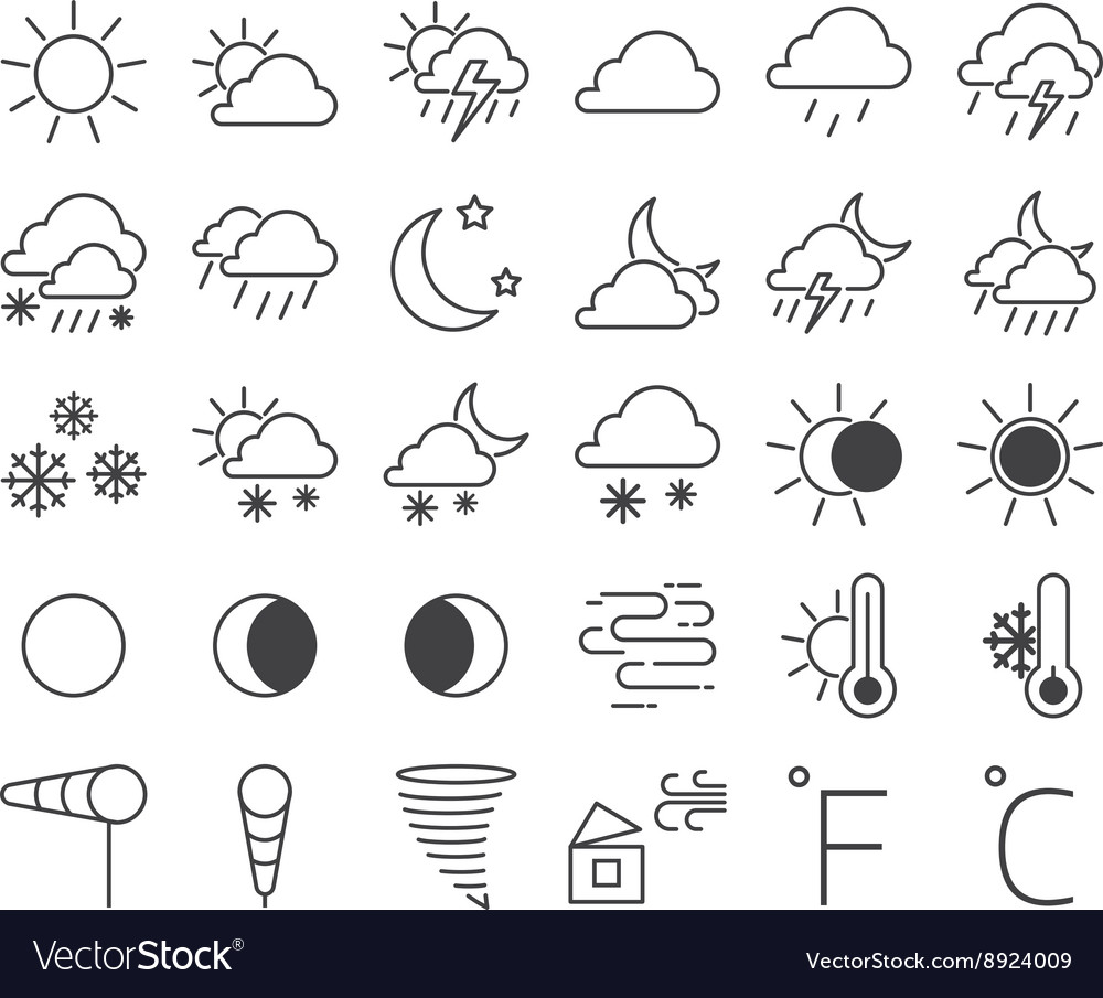 Set weather icons Royalty Free Vector Image - VectorStock Set weather icons Royalty Free Vector Image - VectorStock