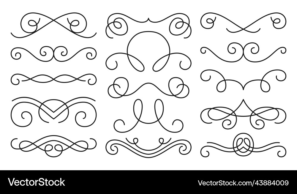 Vintage separator line flourish scroll retro swirl