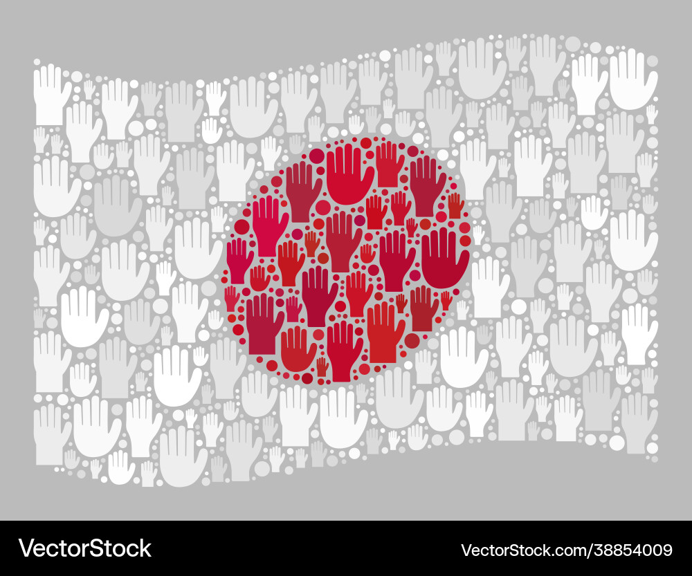 Waving democracy japan flag - collage raised Vector Image