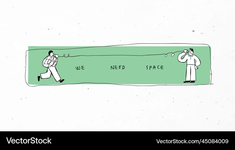 We need space social distancing doodle sticker Vector Image
