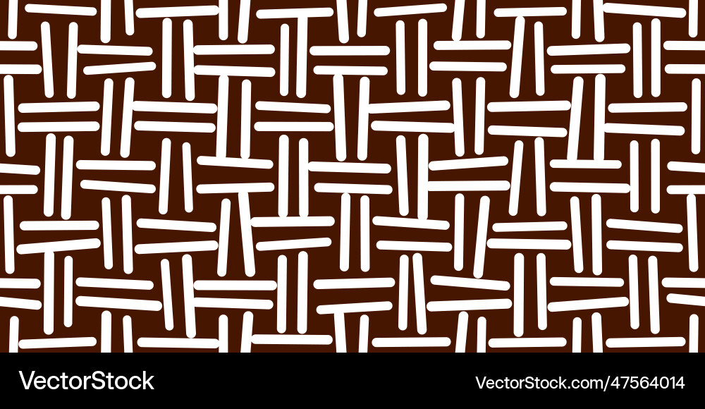 Careless doodle basket weave white on brown Vector Image