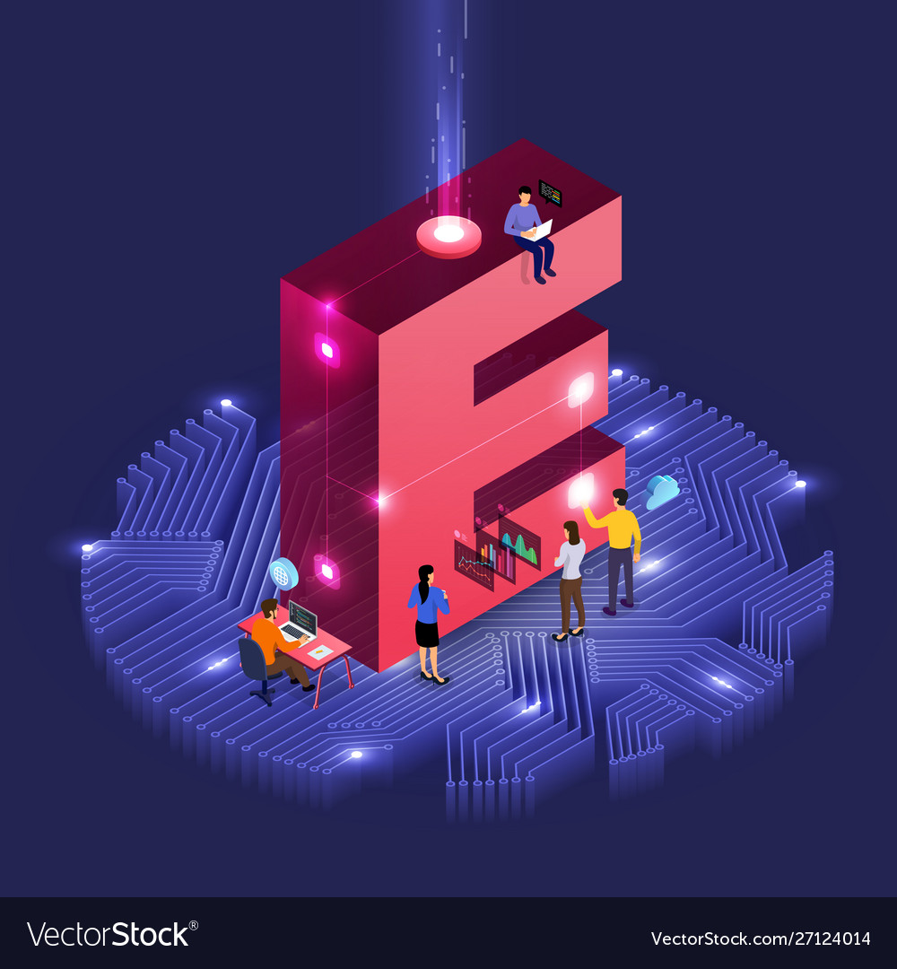 Isometric business teamwork Royalty Free Vector Image