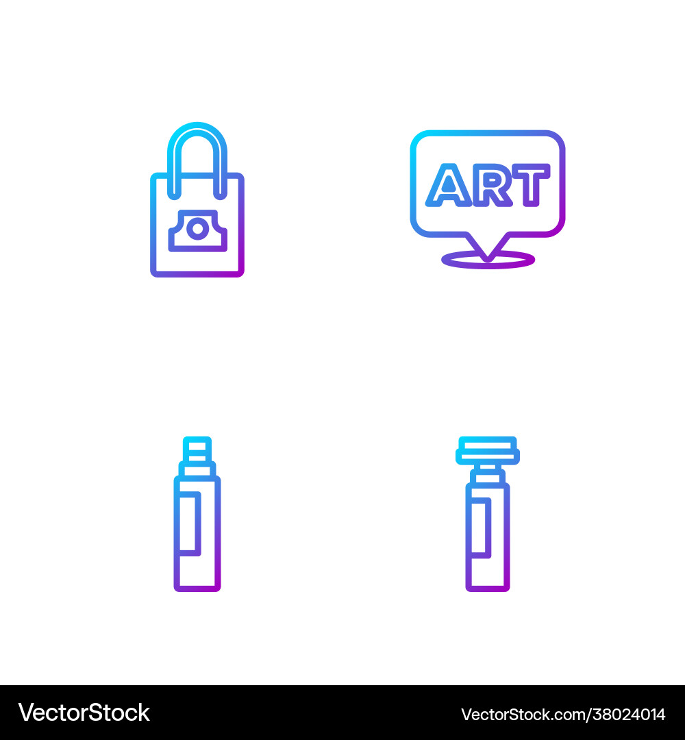 Set line marker pen spray can nozzle cap Vector Image