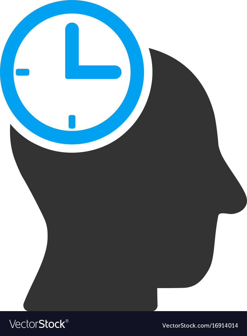 Time thinking head flat icon Royalty Free Vector Image