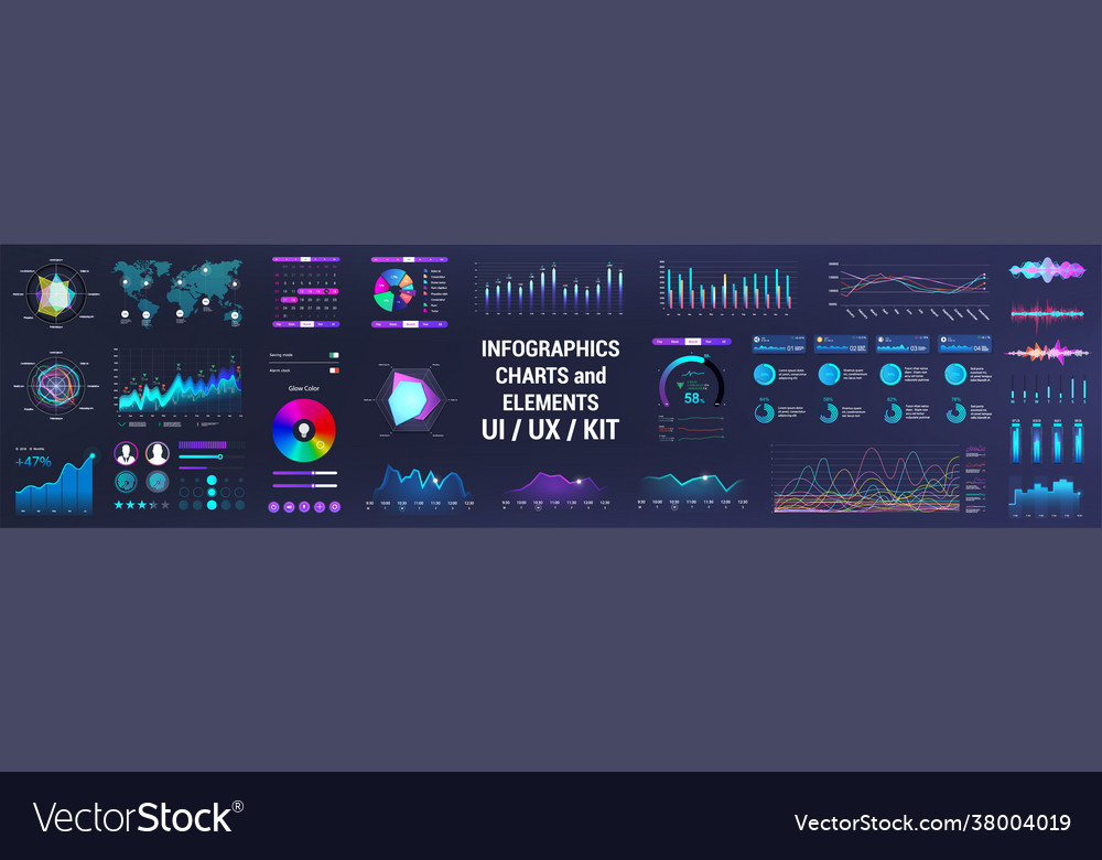 Colorful ui ux gui interface elements collection Vector Image
