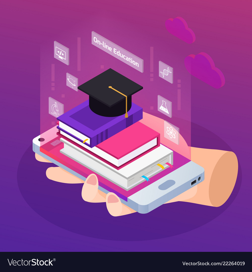 E-learning isometric composition Royalty Free Vector Image
