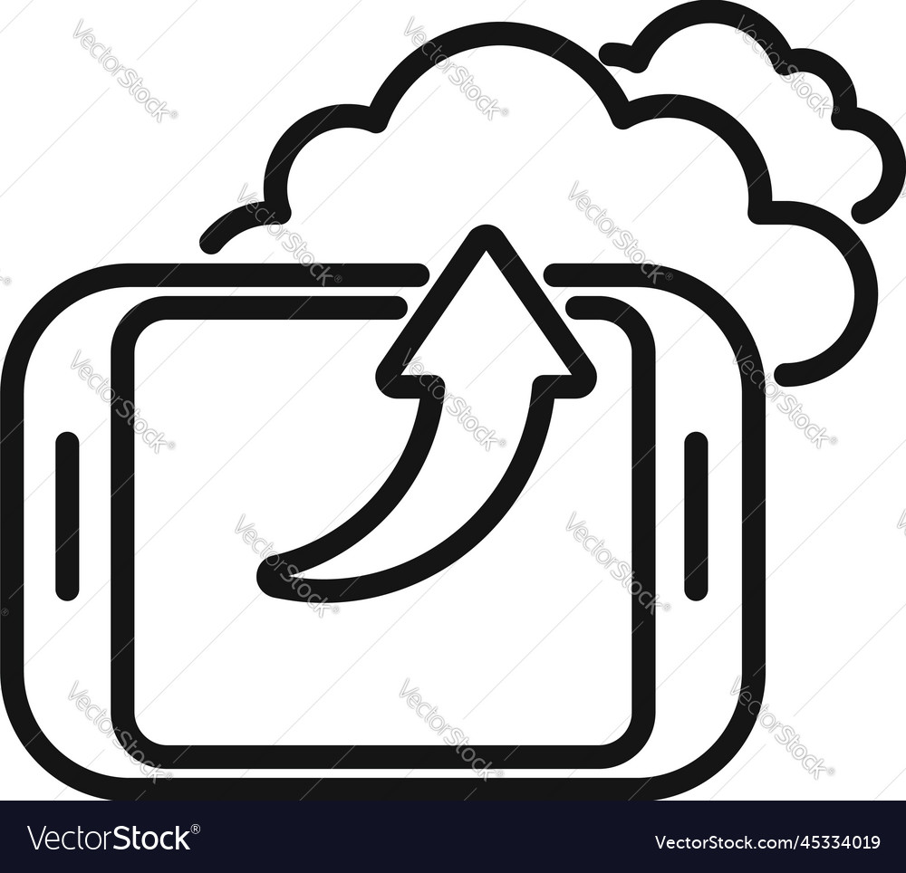 Smartphone Backup Icon Outline Data Cloud Vector Image