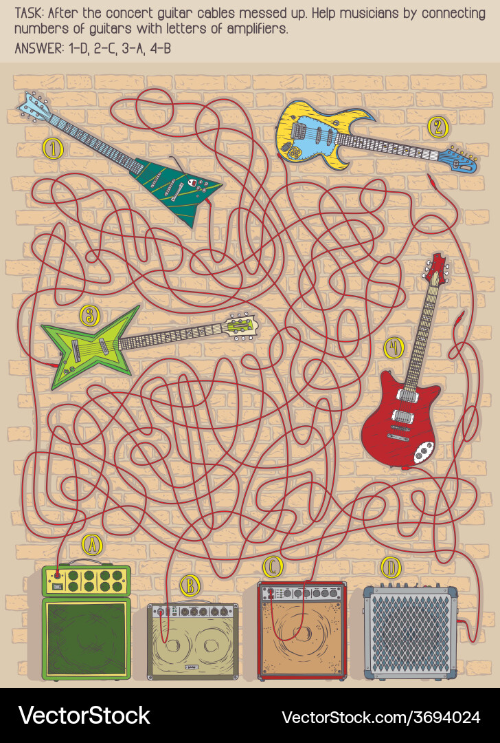 Guitar maze game Royalty Free Vector Image - VectorStock