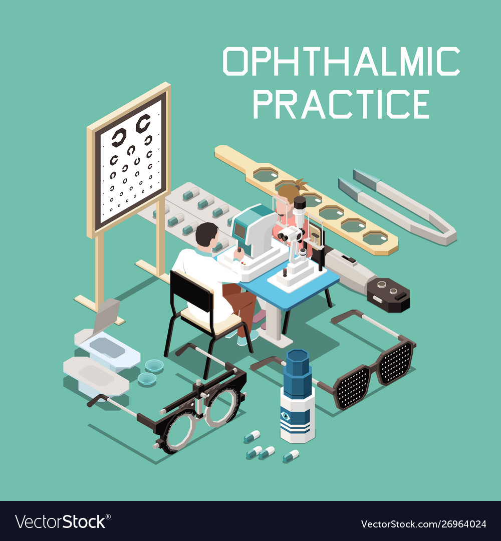 Ophthalmology isometric composition Royalty Free Vector Ophthalmology isometric composition Royalty Free Vector