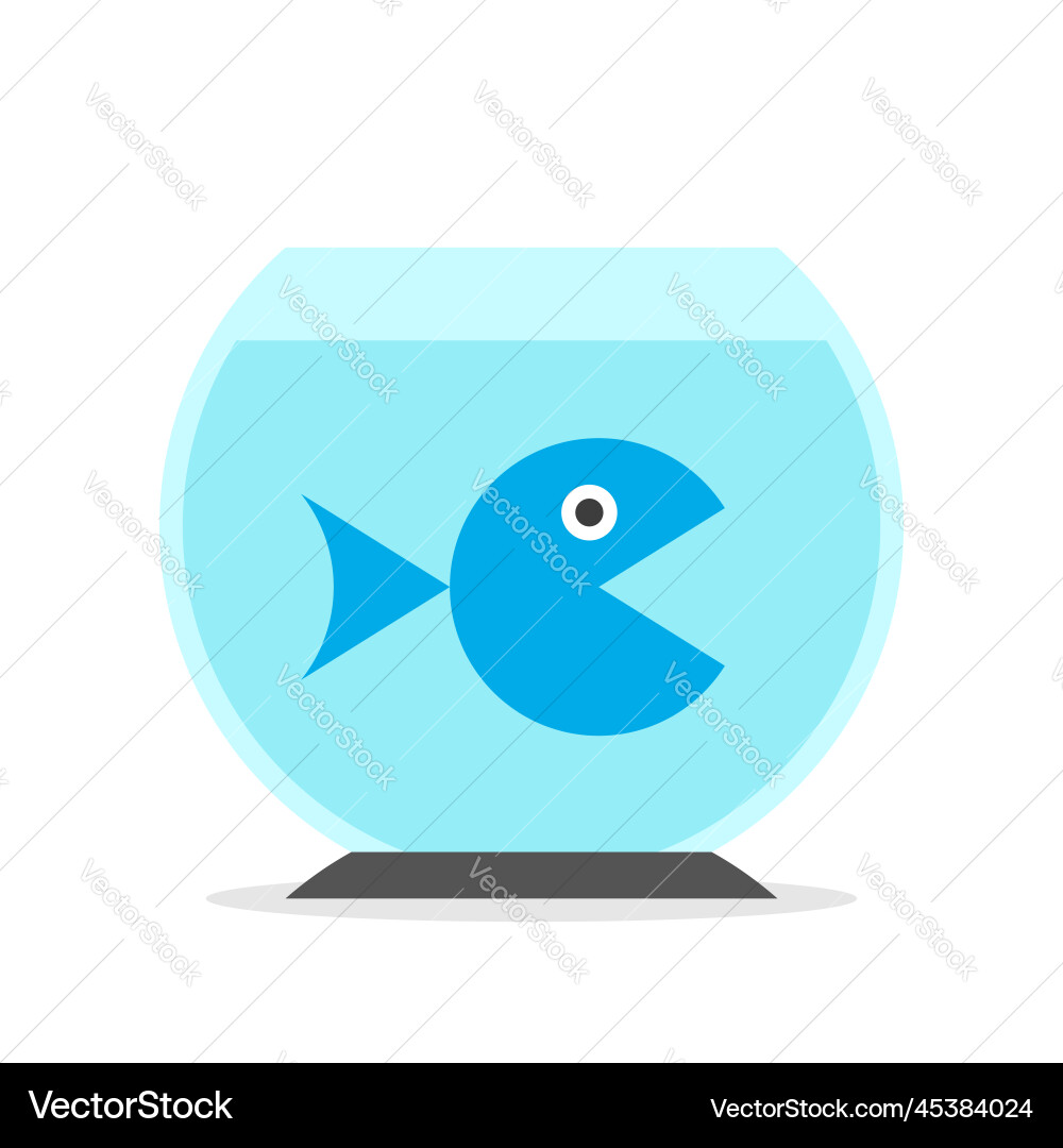 Single round fish fishbowl Royalty Free Vector Image