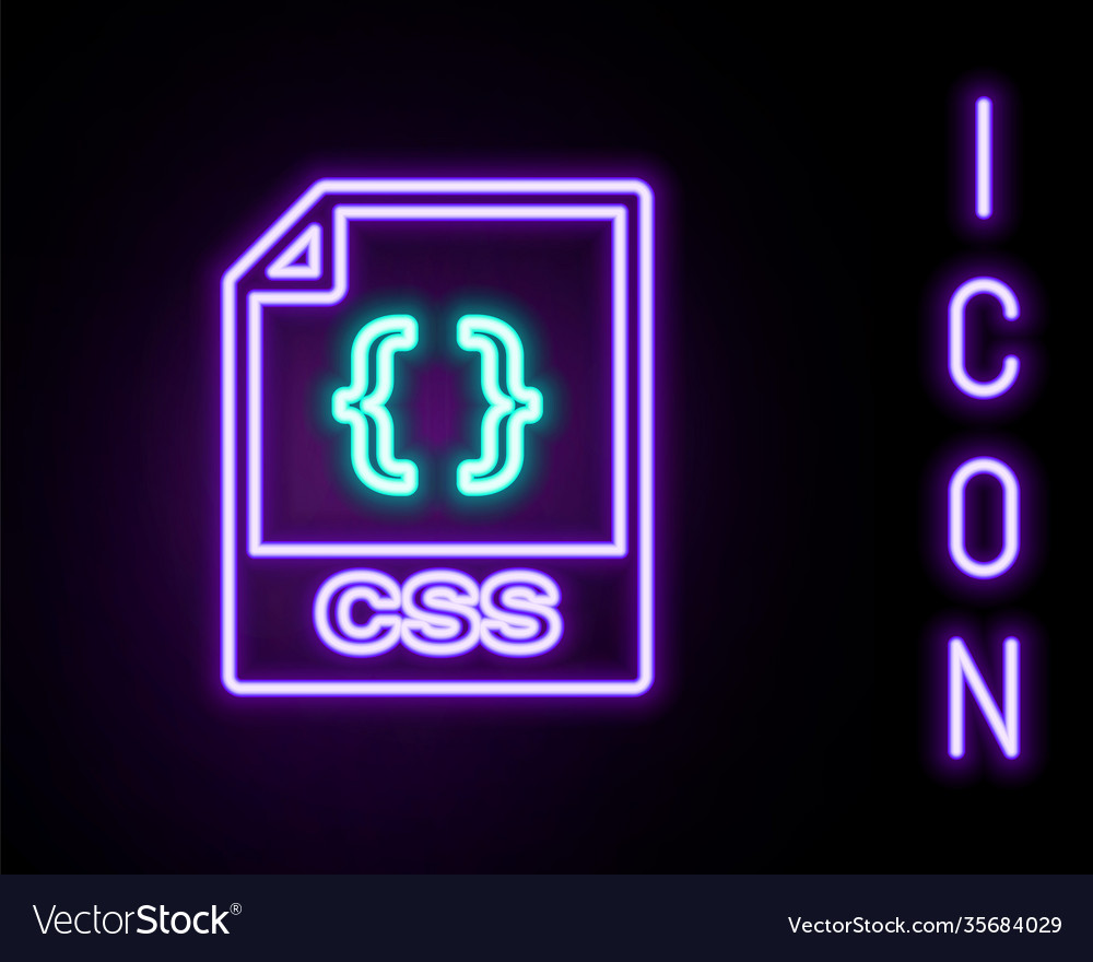 Glowing neon line css file document download css Vector Image Glowing neon line css file document download css Vector Image