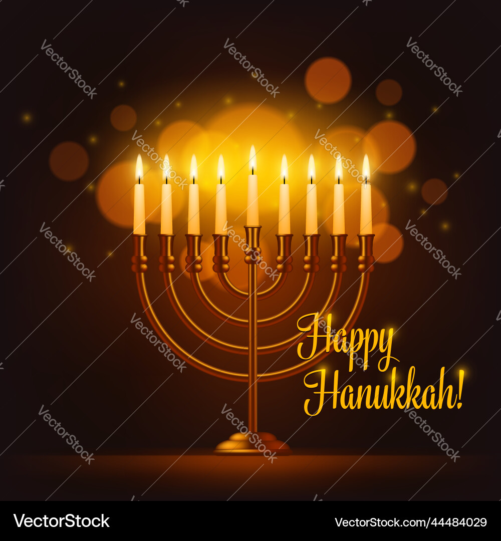 Happy hanukkah greeting card with menorah Vector Image