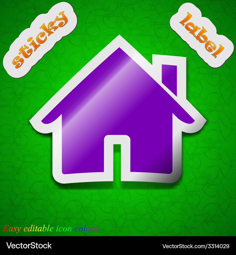 Home icon sign symbol chic colored sticky label Vector Image