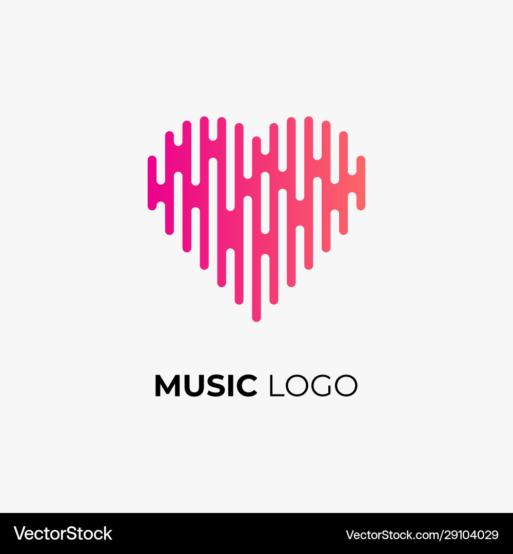 Musical logo design love with equalizer for music Vector Image