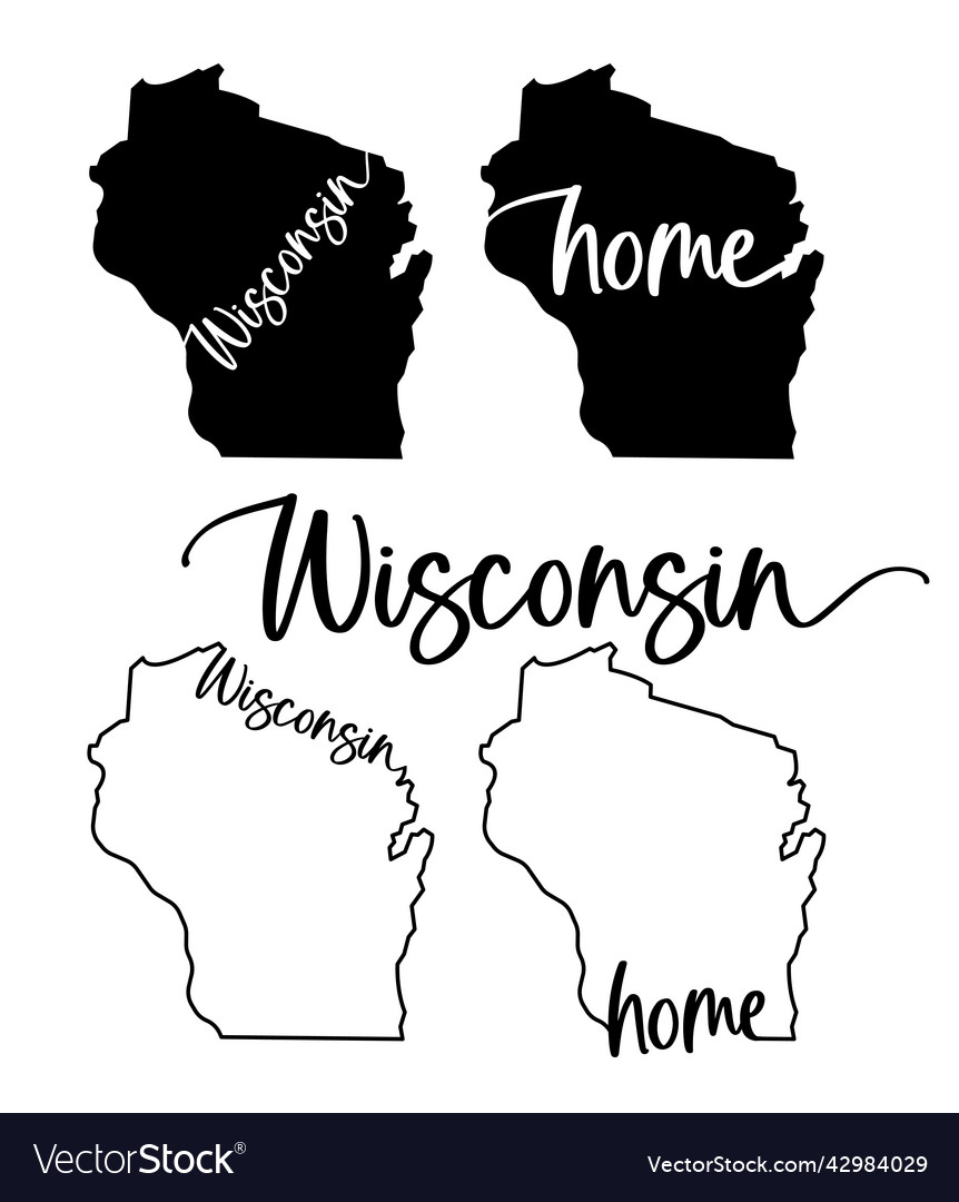 Stylized map of the us state wisconsin Royalty Free Vector