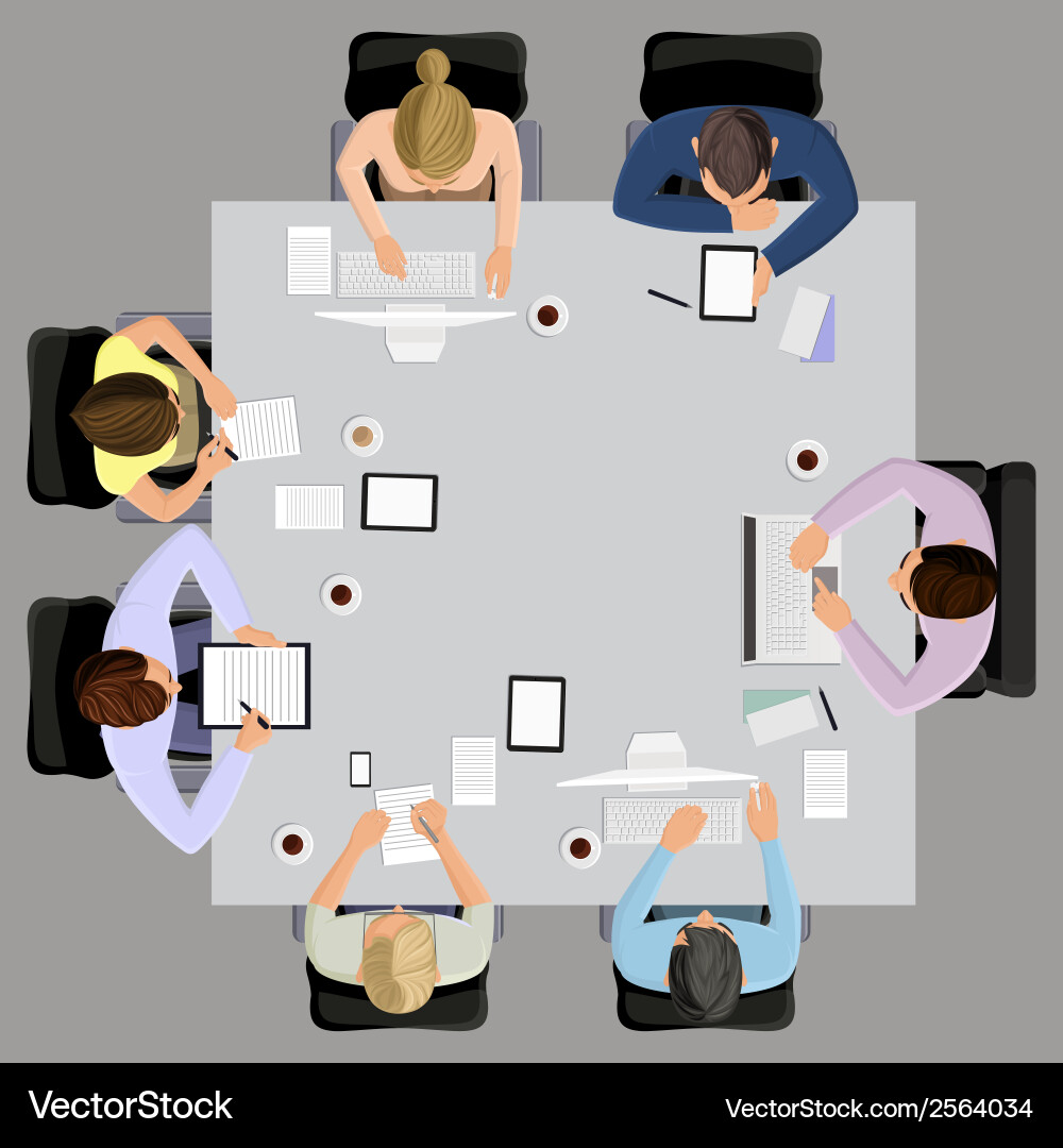 Business meeting in top view Royalty Free Vector Image