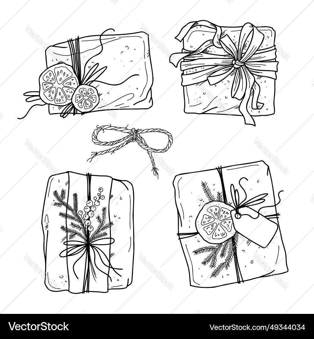 Christmas gifts doodle Royalty Free Vector Image
