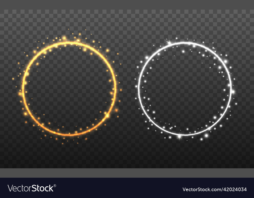 Glowing circles on transparent backdrop gold Vector Image