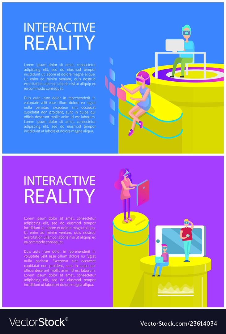 Interactive reality text set Royalty Free Vector Image
