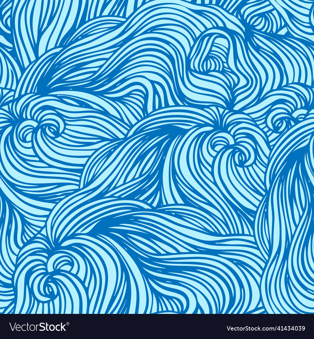 Abstract light blue hand-drawn pattern waves Vector Image Abstract light blue hand-drawn pattern waves Vector Image
