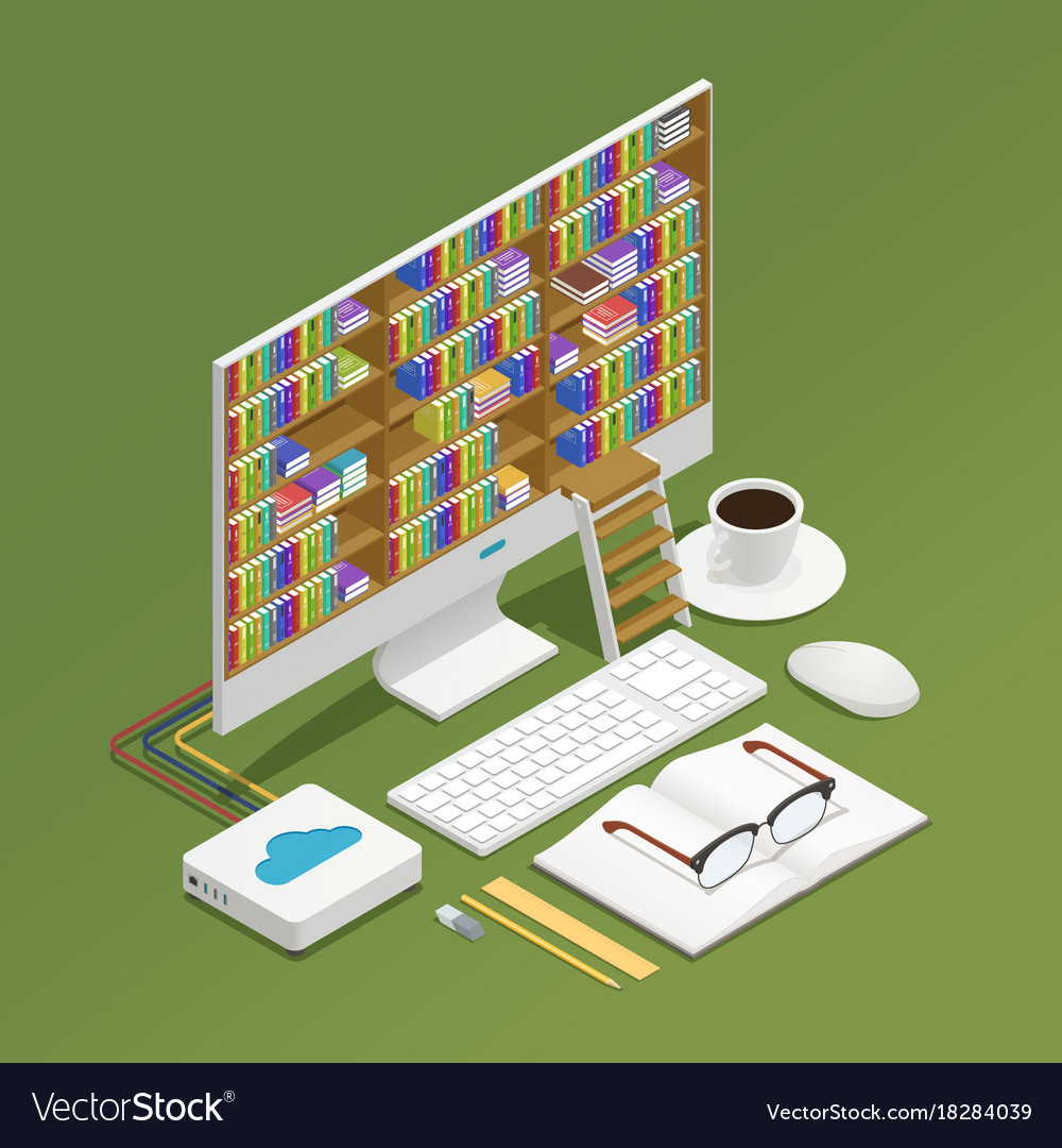 E-learning isometric composition Royalty Free Vector Image
