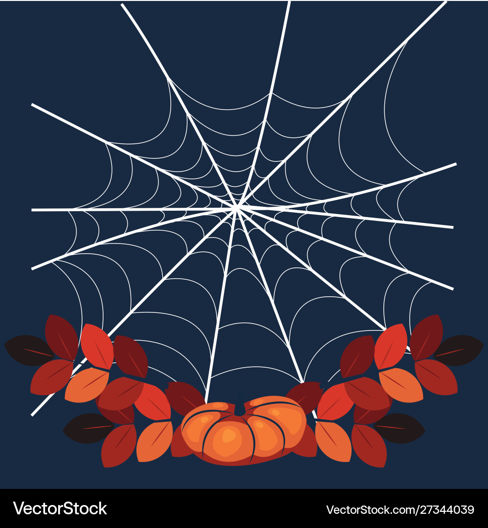 Halloween pumpkins with spiderweb scene Royalty Free Vector