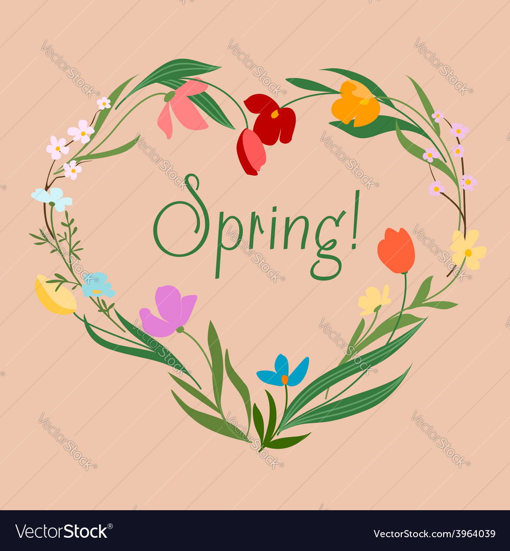 Spring floral heart with colorful flowers Vector Image