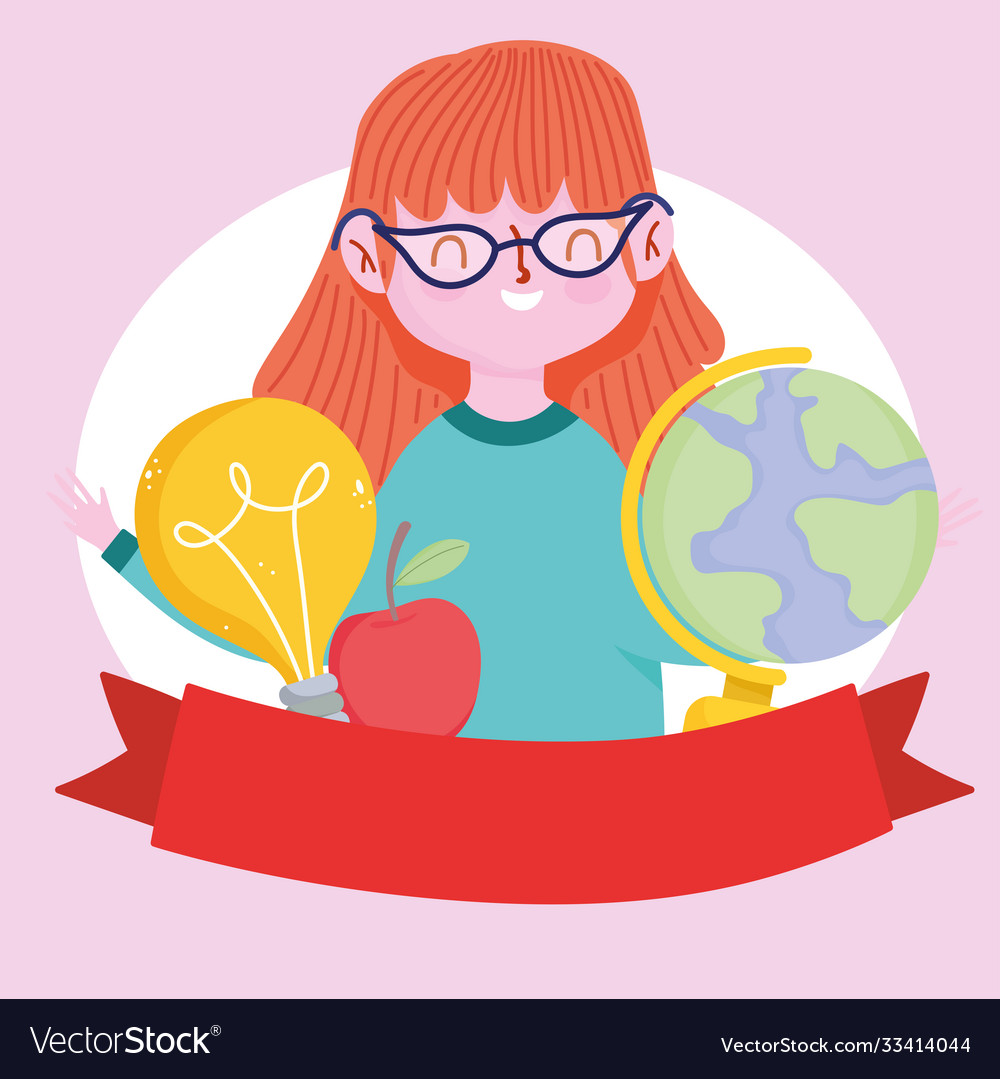 Happy teachers day teacher cartoon school map and Vector Image